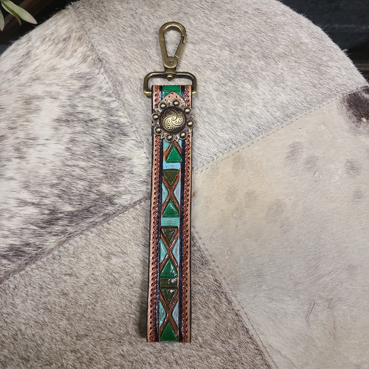 Leather with Concho Keychain – Oak Spring Bling