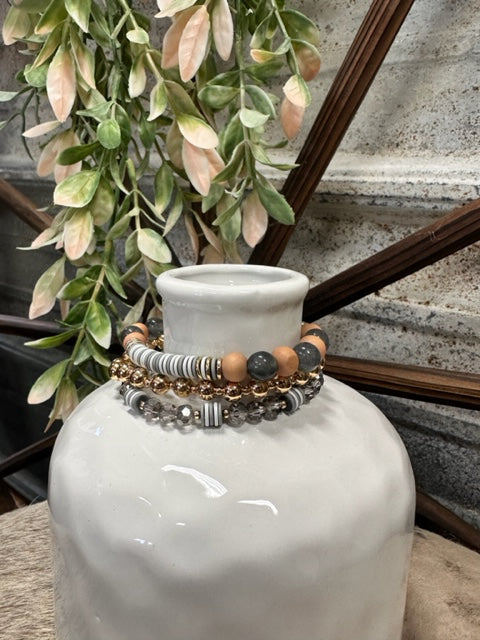 White/Gray w/Gold Multi Bracelet Stack – Oak Spring Bling